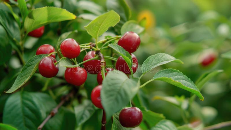 Close-up of Cherries on a Tree, Perfect for Food or Nature Concepts ...