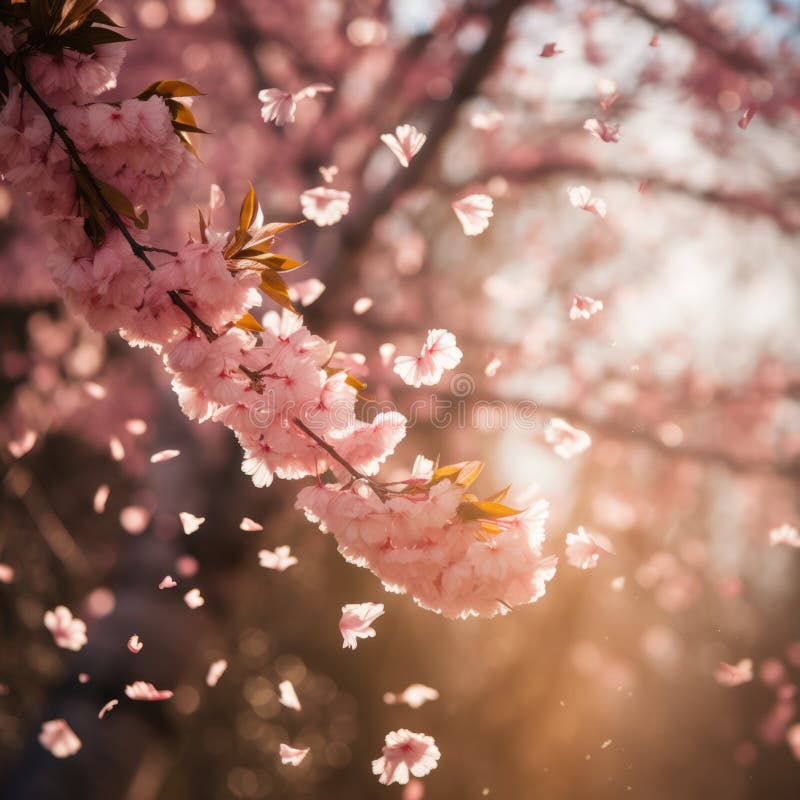 Close Up of Cherry Blossoms Falling Off Tree, Created Using Generative ...