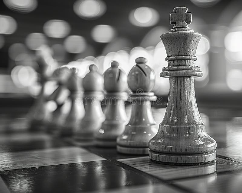 Close-up of a Chess Game in Progress Stock Image - Image of defend ...