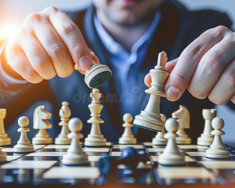 Close-up of a Chess Game in Progress Stock Illustration - Illustration ...