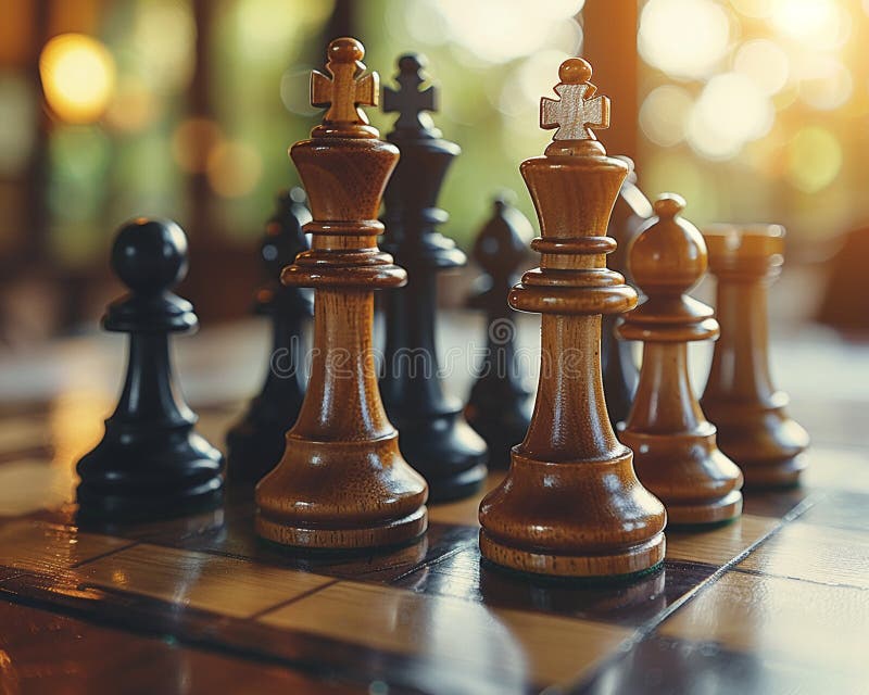 Close-up of a Chess Game in Progress Stock Photo - Image of draw ...