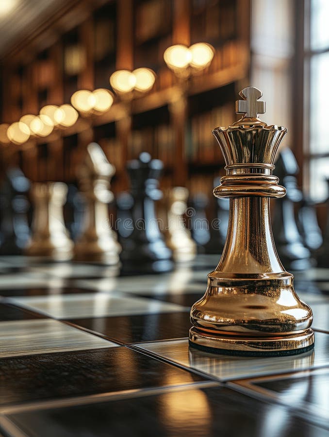 Close-up of a Chess King on a Library Chessboard. Stock Image - Image ...