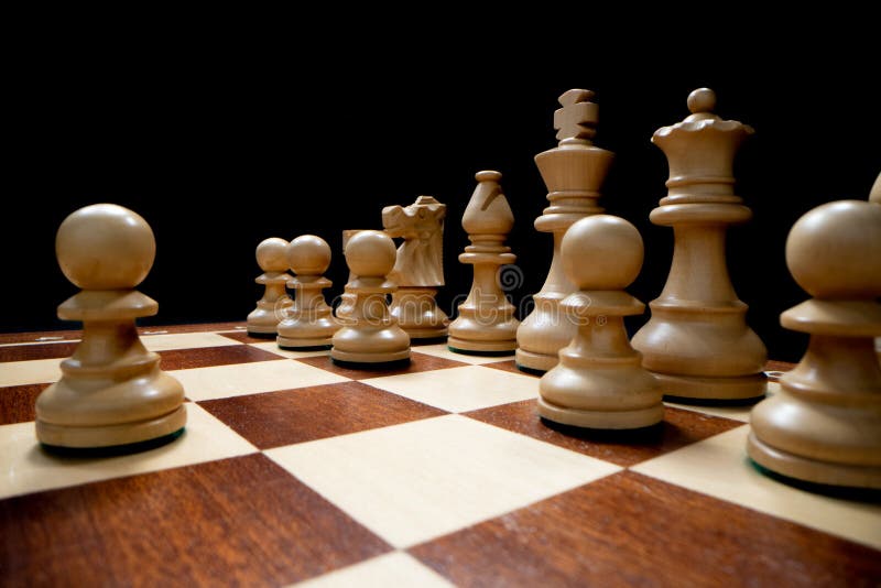 Close-Up of Chess Pieces on Board, Wooden Chess, Chess Contest Stock ...