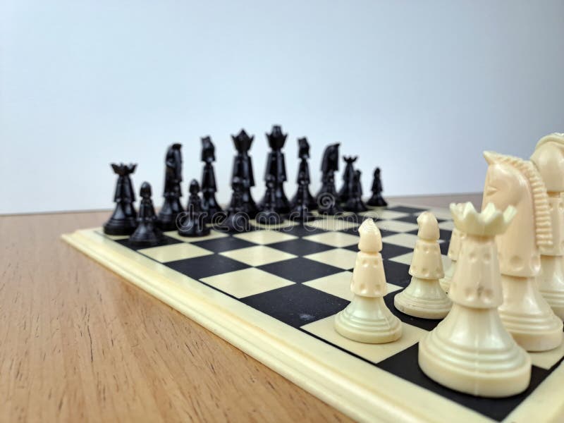 Close-Up of Chess Pieces on Chessboard Game Beginning Stock Image ...