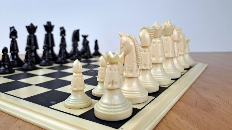 Close-Up of Chess Pieces on Chessboard Game Beginning Stock Image ...