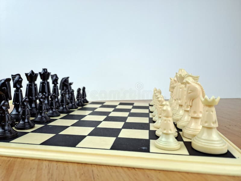 Close-Up of Chess Pieces on Chessboard Game Beginning Stock Photo ...