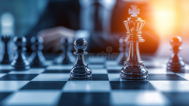 Close-up of Chess Pieces with a King and Pawn in Sharp Focus ...