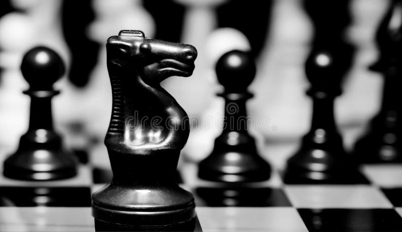 Close Up of Chess Pieces on a Reflective Mirror Board Surface Wi Stock ...