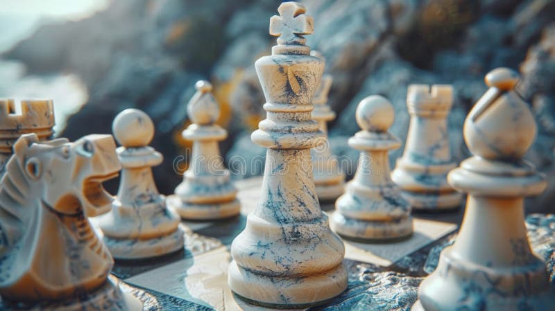 A Close Up of a Chess Set with Pieces on the Board, AI Stock Photo ...