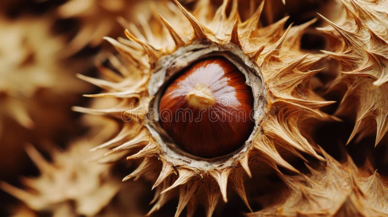 Close-up of Chestnuts Enveloped in Spiky Shells Showcasing Their ...