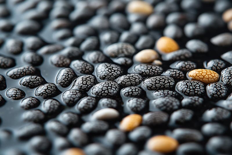 Close-up of Chia Seeds with Water Absorption Creating Texture and Depth ...