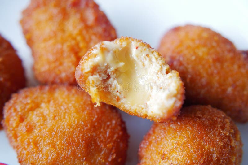 Close Up of Chicken Cheese Meat Ball on Plate Stock Image - Image of ...