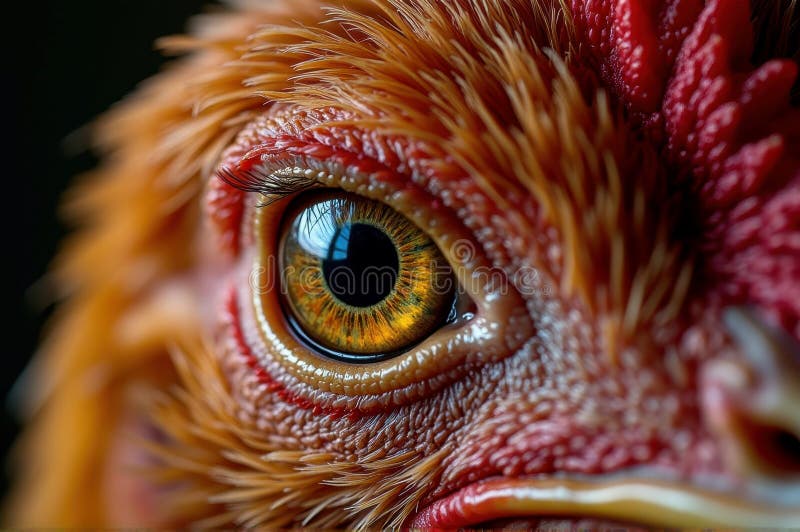 Close-up of Chicken Eye with Detailed Feathers Stock Photo - Image of ...