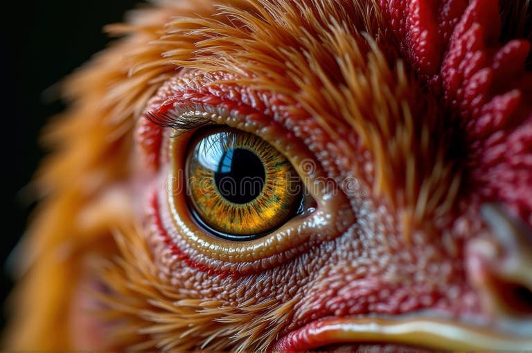 Close-up of Chicken Eye with Detailed Feathers Stock Photo - Image of ...
