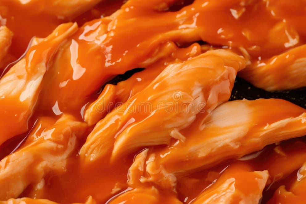 Close Up of Chicken Texture with Sauce Glossing Over Stock Photo ...
