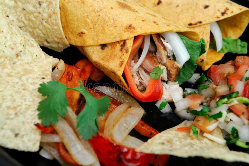 Close-up Chicken Wrap and Chips Stock Photo - Image of dinner, food ...