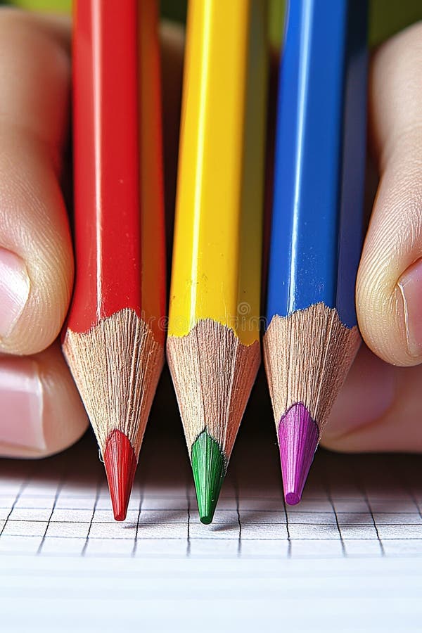 Close-up of a Child Drawing with Pencils. Selective Focus Stock Image ...