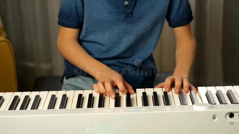 Close-up of Child S Hands Pressing Digital Piano Keys Stock Image ...