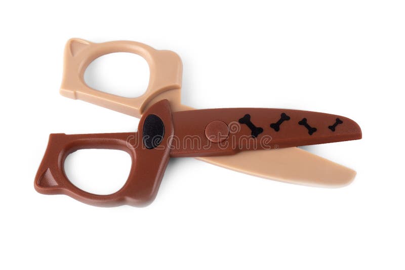 Close Up Children S Brown Scissors Isolated on White Background Stock ...