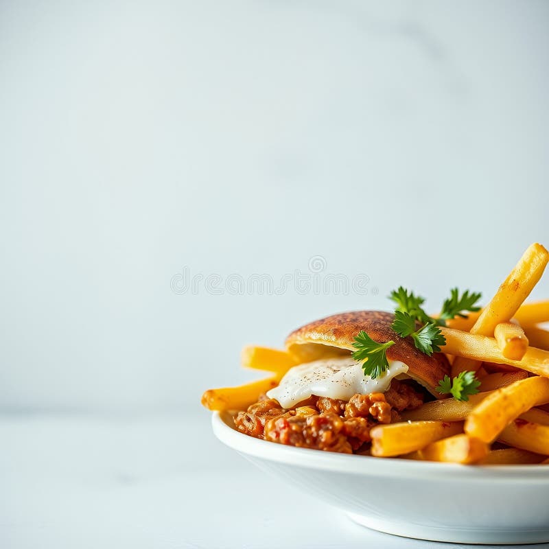 Chili Cheese Fries on White Background Logo. Generative AI Stock ...