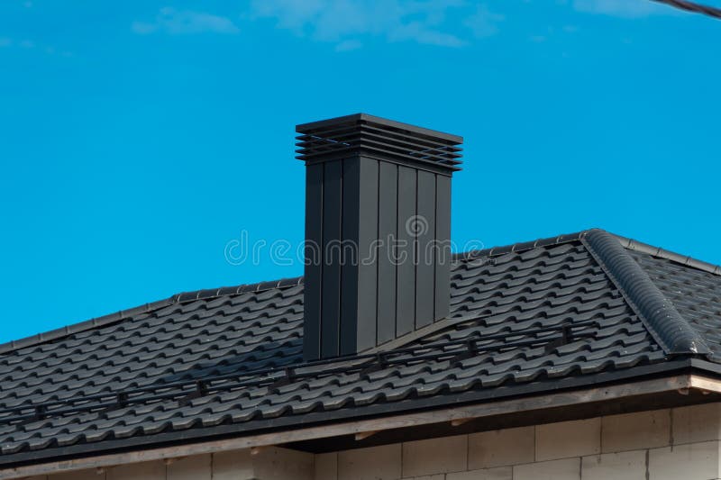 Close Up Chimney on the Roof Red Brick Stock Photo - Image of home ...
