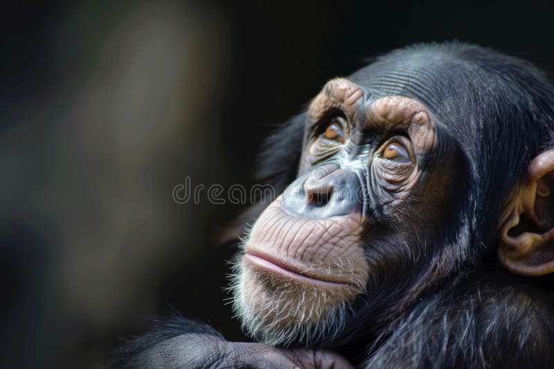 Close Up of Chimpanzee Face with Blurry Background Stock Image - Image ...