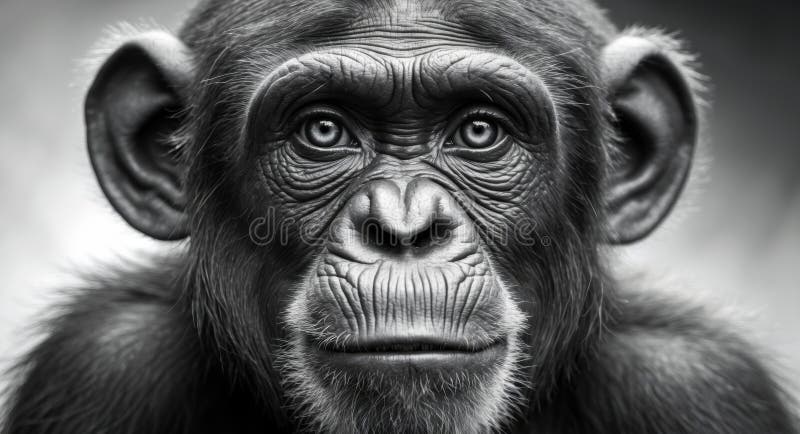 A Close Up of a Chimpanzee S Face Looking at the Camera. Stock Image ...