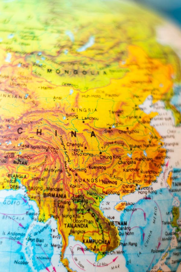 Close Up of China on the World Map. Stock Image - Image of republic ...