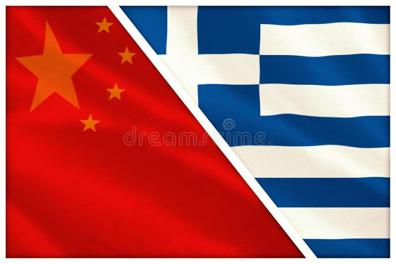 Close-up of Chinese and Greek Flags Stock Illustration - Illustration ...
