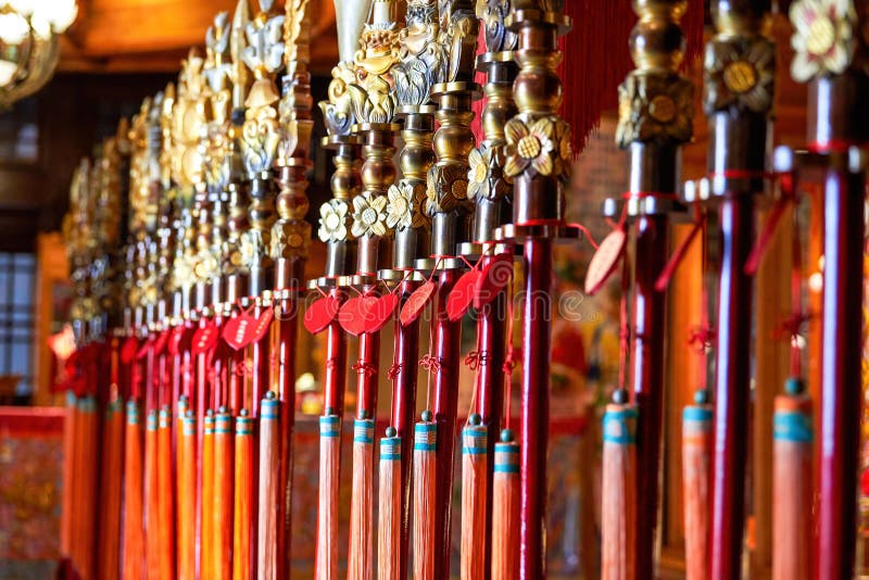 Close-up of Chinese Traditional Ornate Cold Weapon Spear Stock Image ...