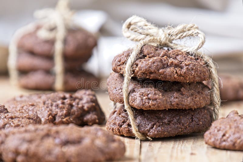 Close Up of Choc Chip Cookies Tied with String Stock Image - Image of ...