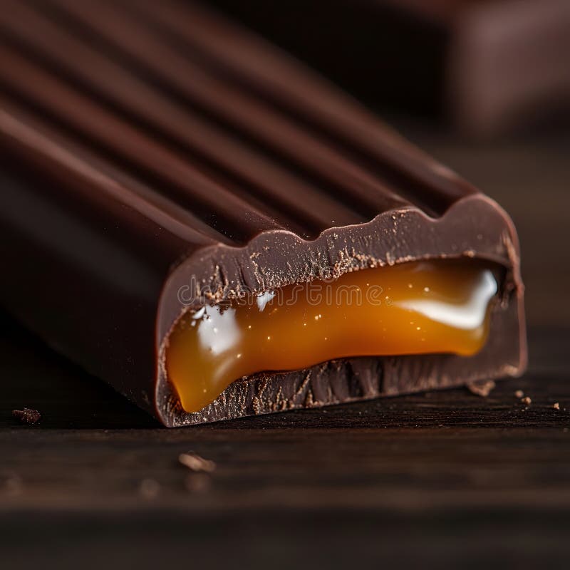 A Close Up of a Chocolate Bar with a Caramel Center Stock Illustration ...