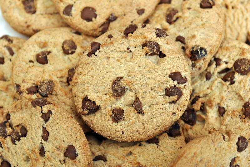 Close Up of Chocolate Chip Cookies Stock Image - Image of food, baked ...