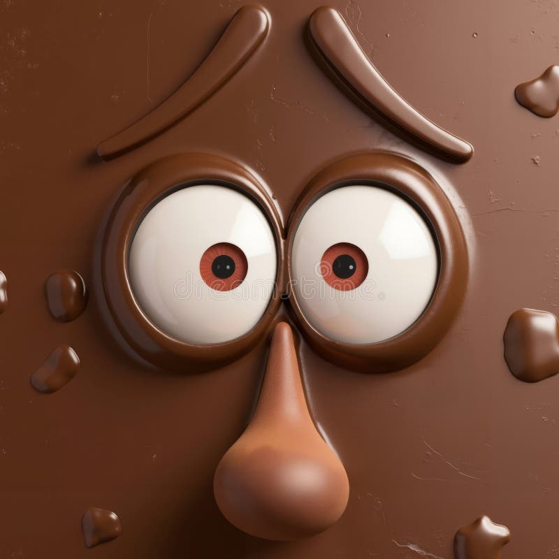 A Close Up of a Chocolate Face with a Sad Expression Stock Illustration ...