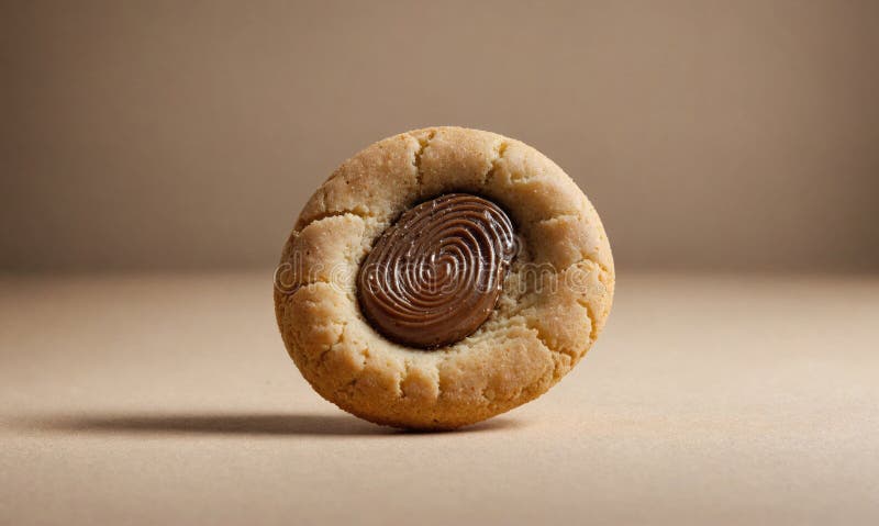 A Close-up of a Chocolate-filled Cookie Resting on a Light Brown ...