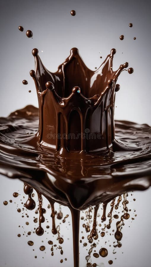 Close-up of Chocolate Fountain Tipping Over with Melted Chocolate ...