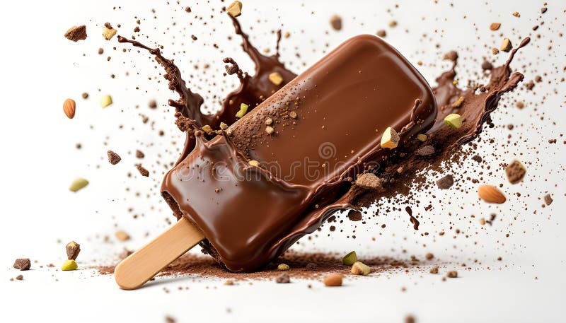 Chocolate Ice Pop Exploding with Toppings in a Dramatic Splash. Stock ...