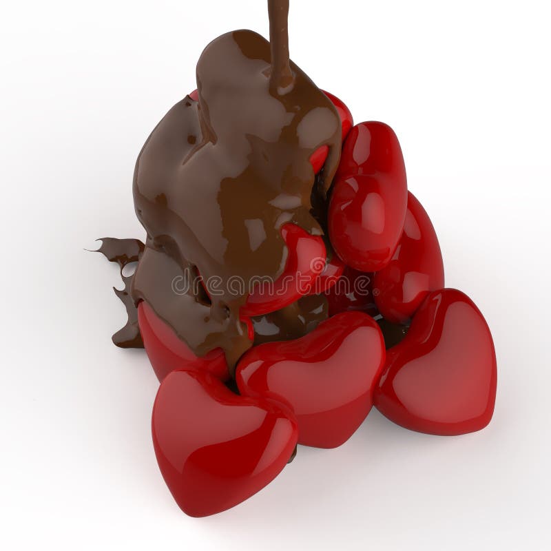 Chocolate Syrup Leaking Over Heart Shape Symbol Stock Illustration ...