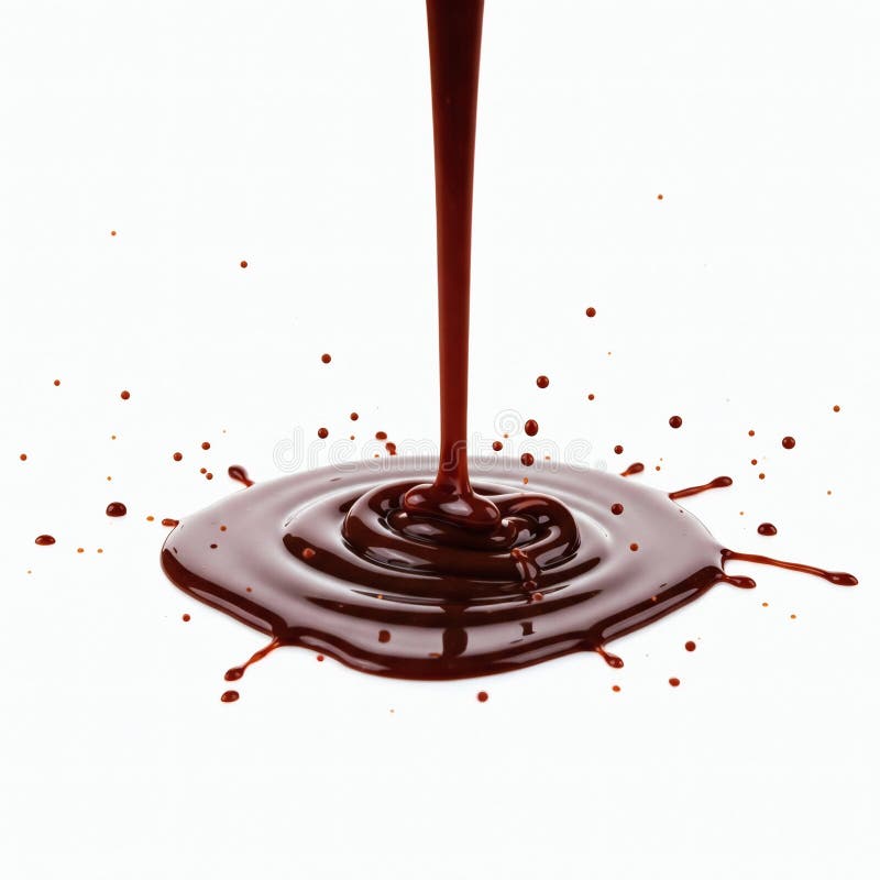Close Up of Chocolate Syrup Leaking on White Background Front View ...