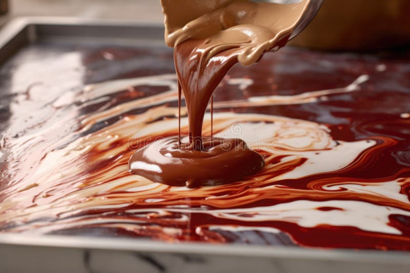 Close-up of Chocolate Tempering Process on Marble Surface Stock ...