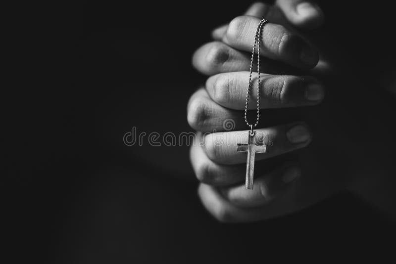 Hands Holding Cross while Praying Stock Image - Image of beautiful ...