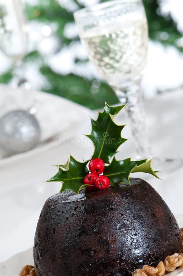 Christmas Pudding With White Sauce Stock Image - Image of celebration ...