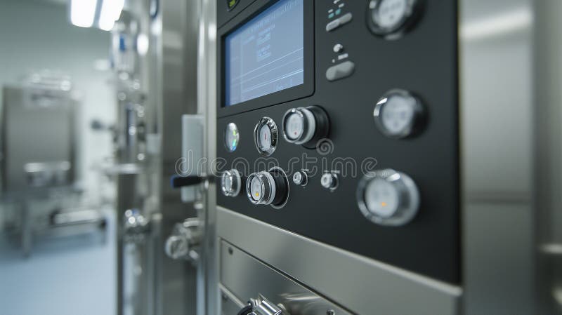 Close Up of Chromatography Equipment Showing Detailed Control Panel and ...