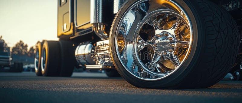 "DETAILED VIEW of a SEMI-TRUCK S SHINY CHROME RIM" Stock Illustration ...
