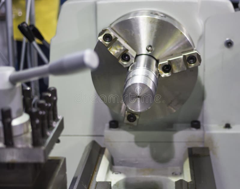 Close Up Workpiece Clamp in Chucks of a Lathe Machine Stock Photo ...
