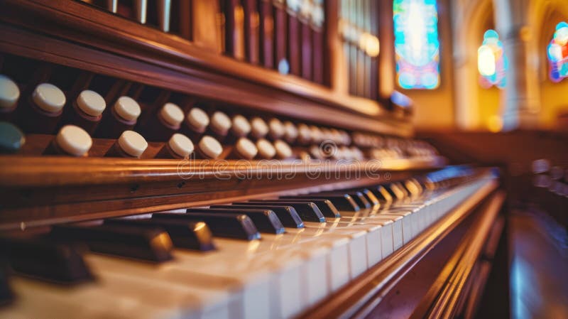 Close-up of a Church Organ Keyboard or Pipes, Showcasing Stock ...