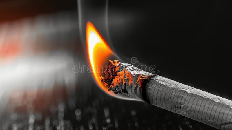 Close-Up of Cigarette Burning with Fiery Ember Stock Illustration ...