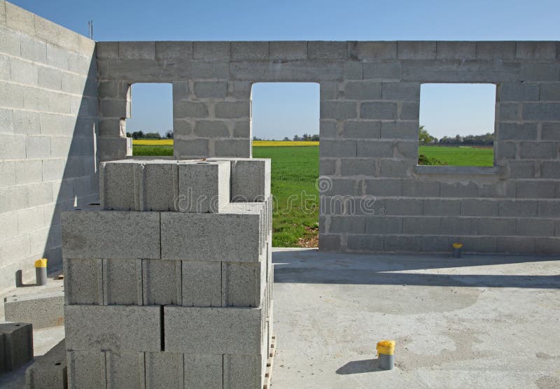 Close Up of a Cinder Block Wall Stock Photo - Image of architecture ...