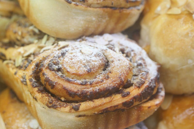 Close Up Cinnamon Danish Roll on Table Stock Photo - Image of croissant ...