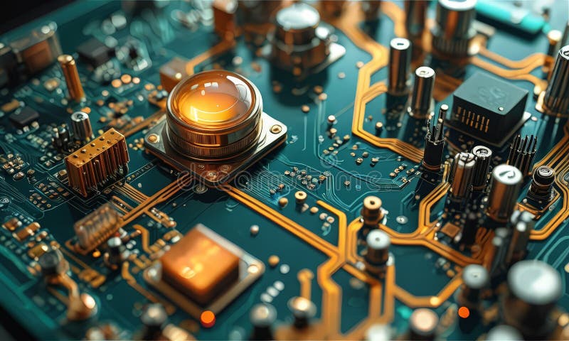 Close Up Circuit Board with Button Stock Illustration - Illustration of ...